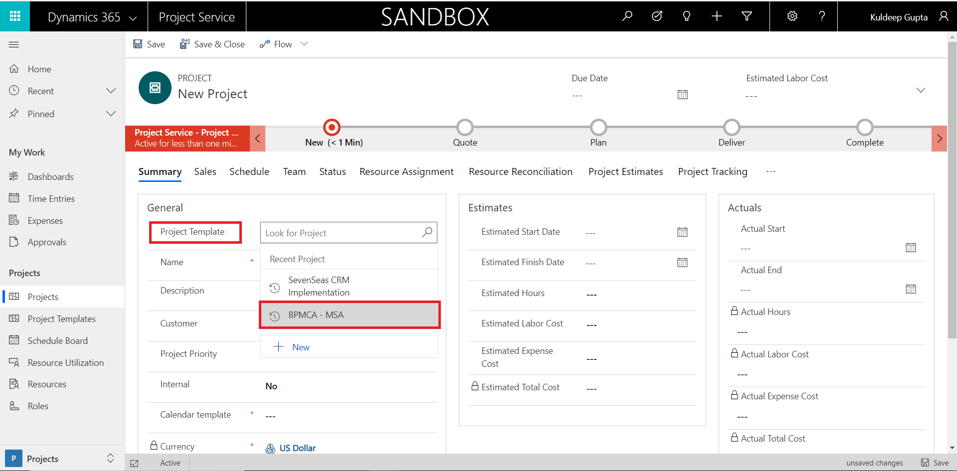 PSA Quick Tip: Use Project instead of Project Template while creating a ...