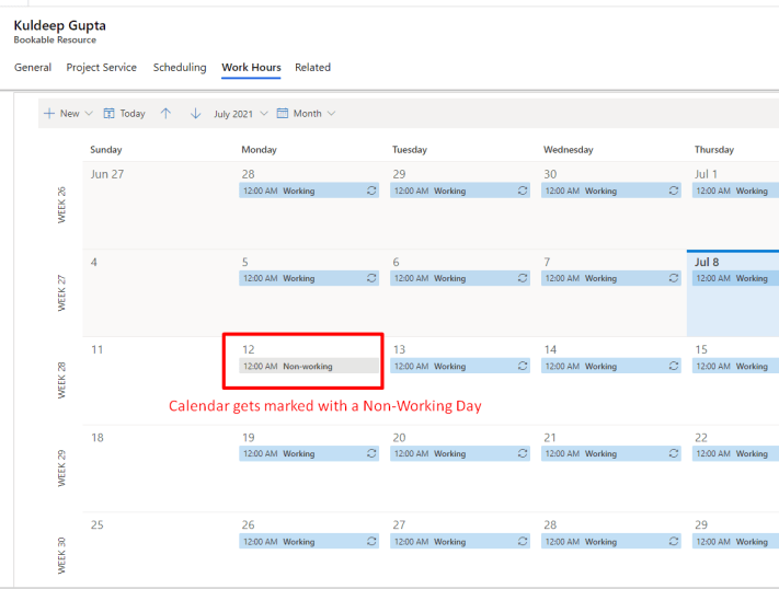 Quick Tip: How to apply non-working hours from Calendar Template in PSA ...