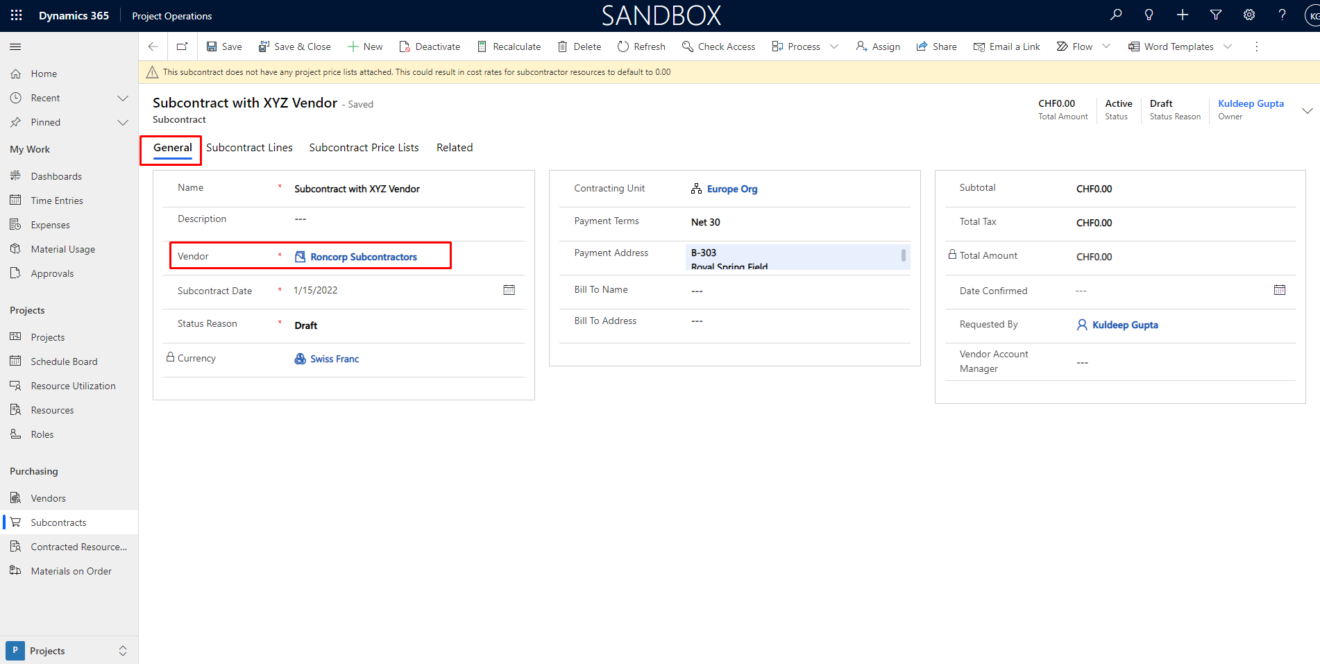 Unwinding Sub-Contracting in Dynamics 365 Project Operations – D365 Feeds