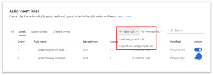 Assignment Rule for Lead and Opportunity Routing – D365 Feeds