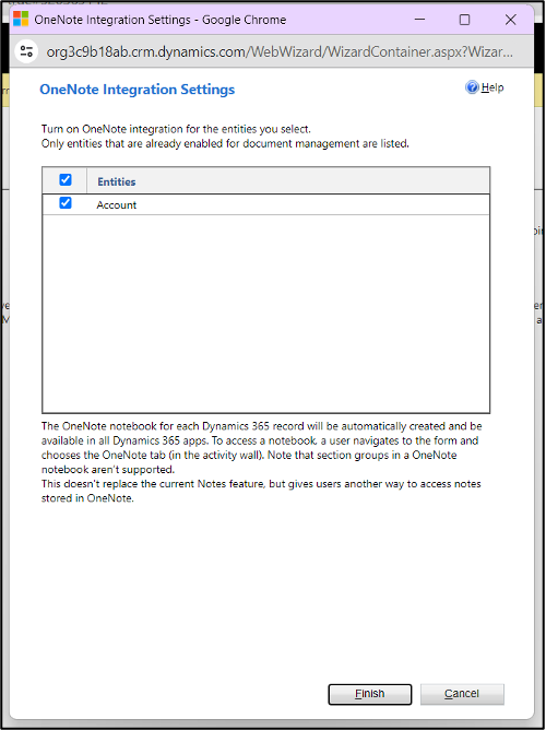 How to Set up OneNote integration in Power apps – D365 Feeds