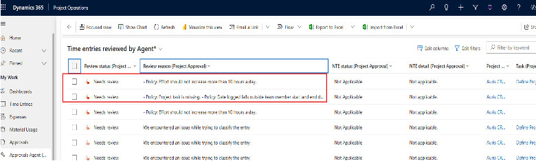 Time and Expense Entry Agent Approval – using MS Copilot – D365 Feeds
