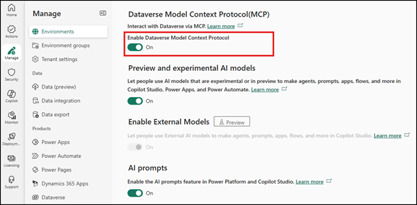 Using the Dataverse MCP Server in Copilot Studio – D365 Feeds