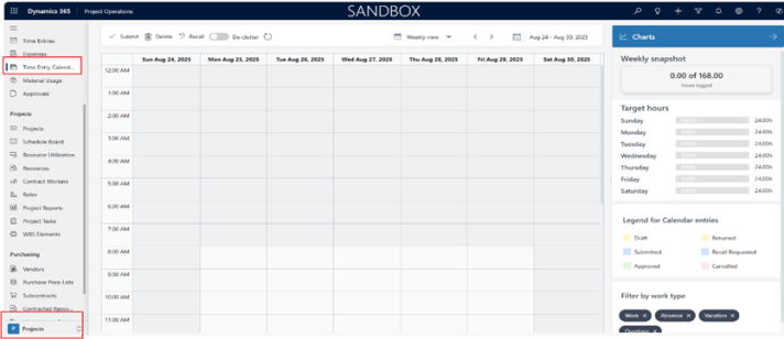 Time Entry Calendar Interface (Preview) in Project Operations – D365 Feeds
